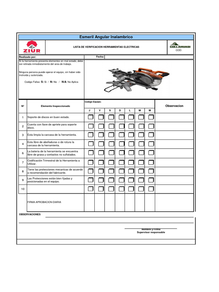 Check List Ingletadora | PDF