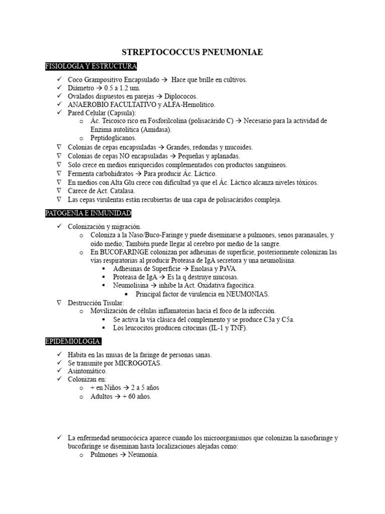Streptococcus Pneumoniae | PDF | Meningitis | Neumonía