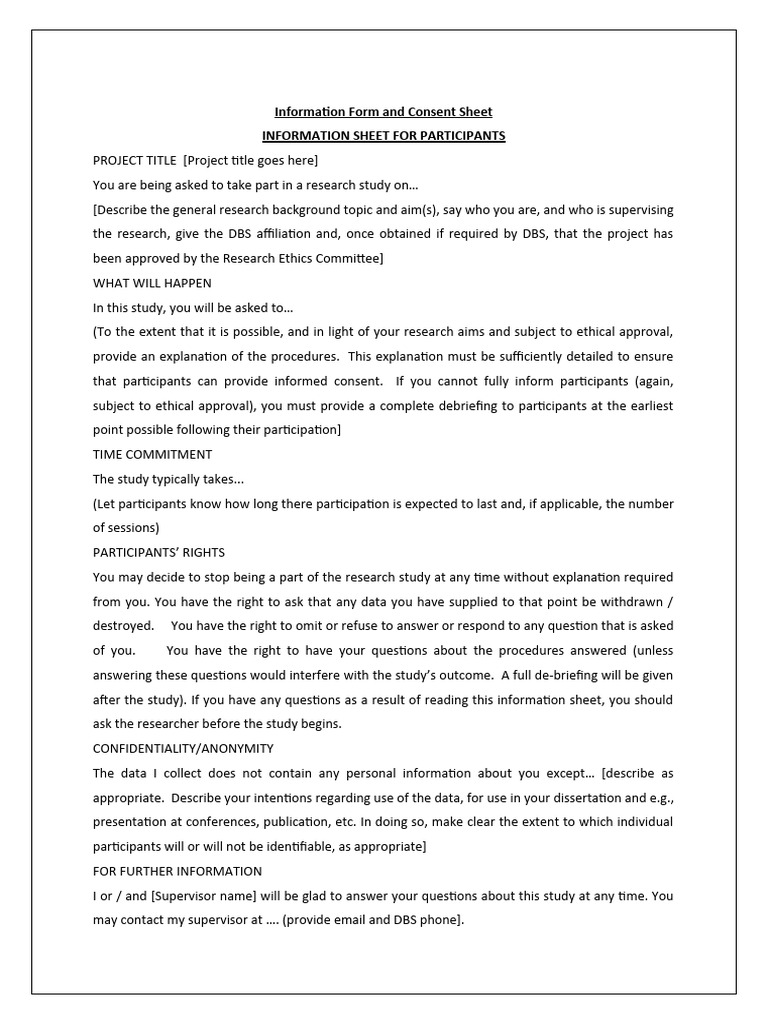 Information Form and Consent Sheet | PDF
