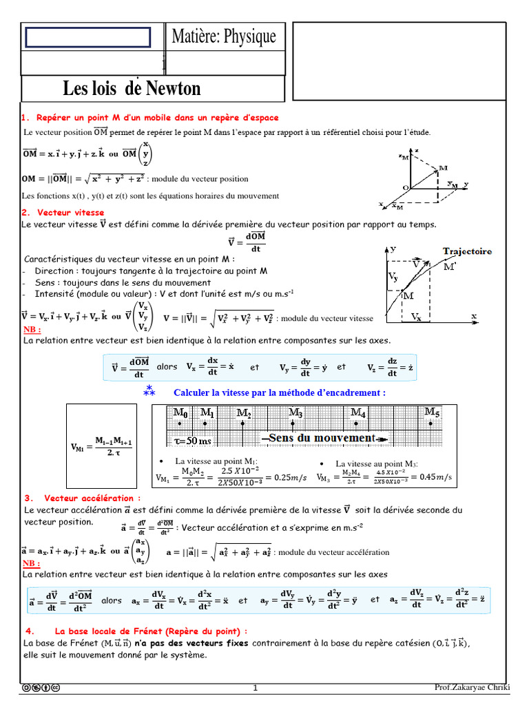 Lois de Newton Resume de Cours 1 1 | PDF | Lois du mouvement de Newton ...