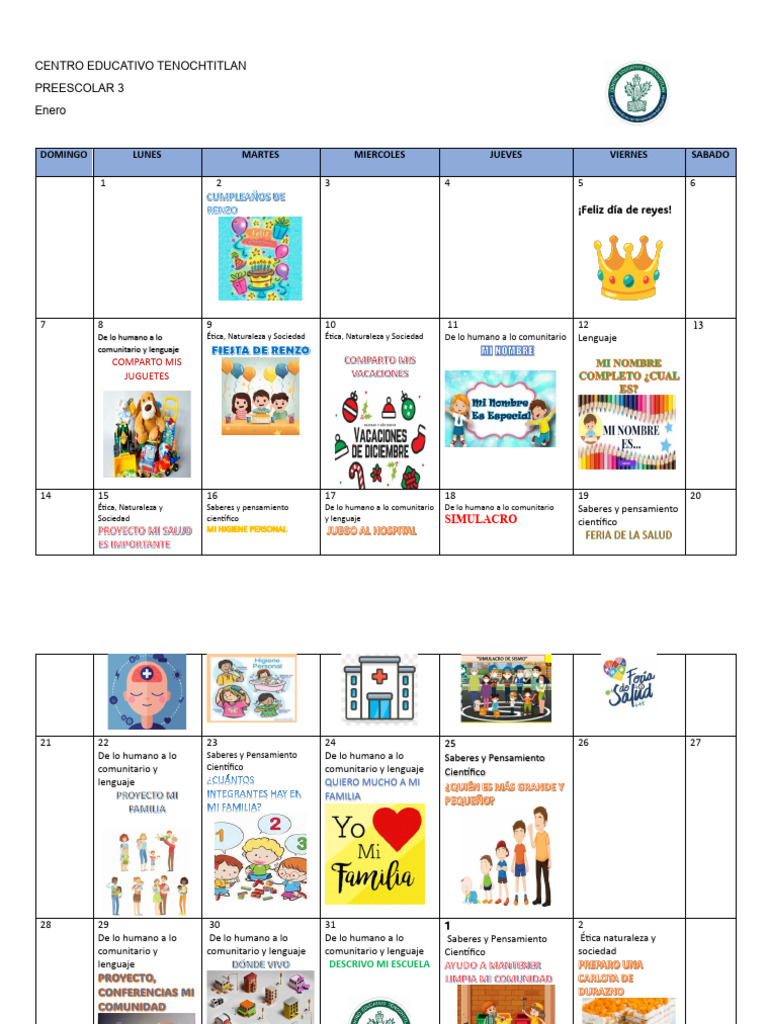 Calendario de ENERO p3 | PDF