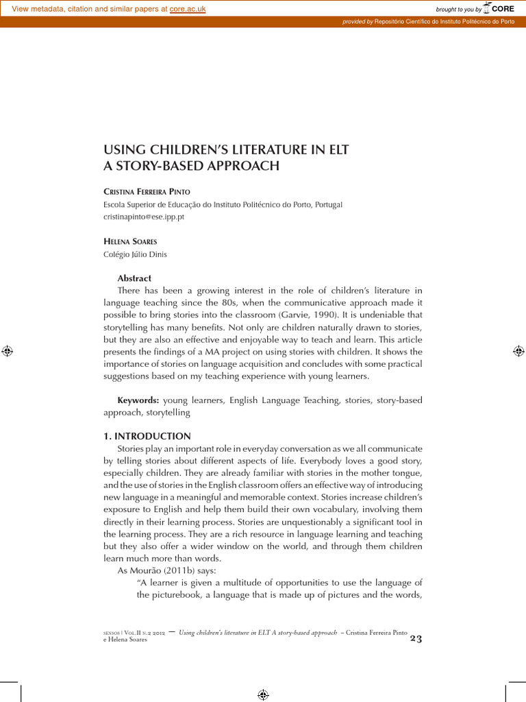 Using Children's Literature in ELT A Story-Based Approacch | PDF