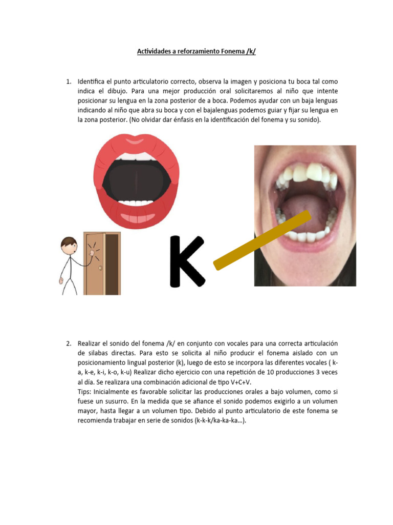 Actividades para el fonema /k/ | PDF | Lingüística | Comunicación humana