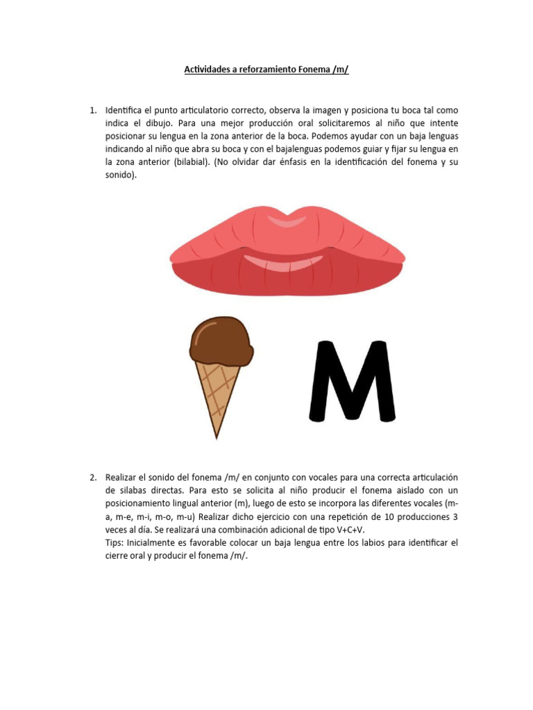 Actividades A Reforzamiento Fonema M | PDF