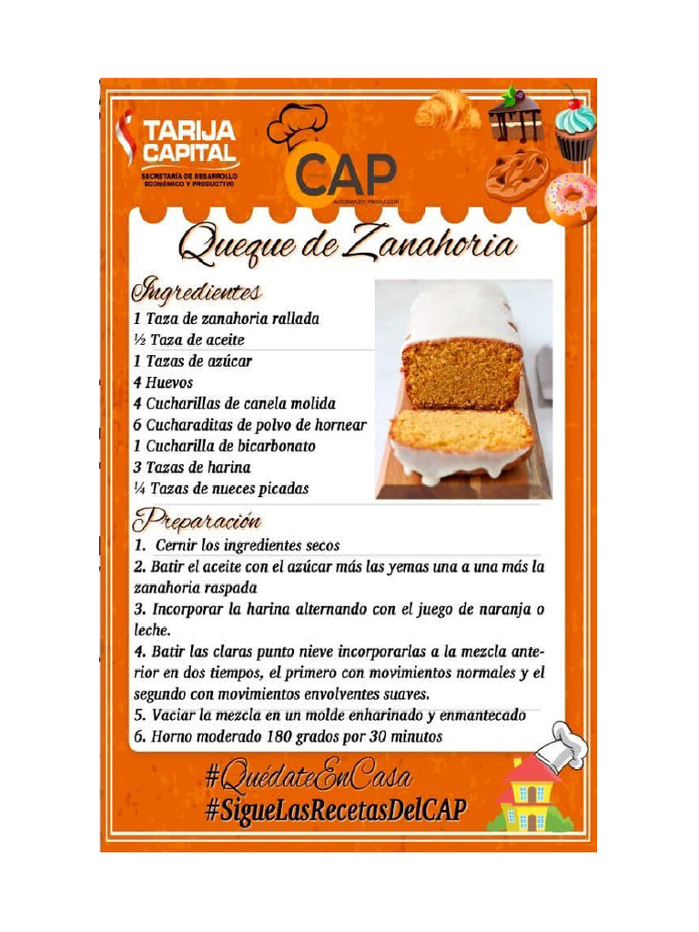 Receta de Queque de Zanahoria | PDF