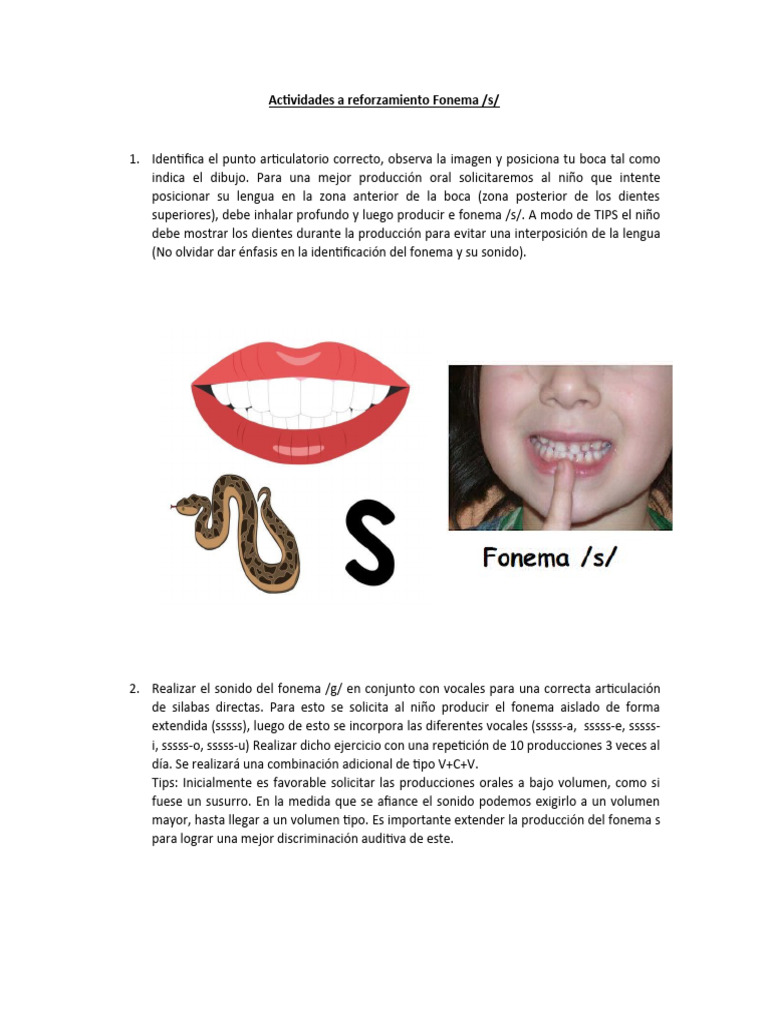 Actividades para el Fonema /s/ | PDF | Vocal | Fonema