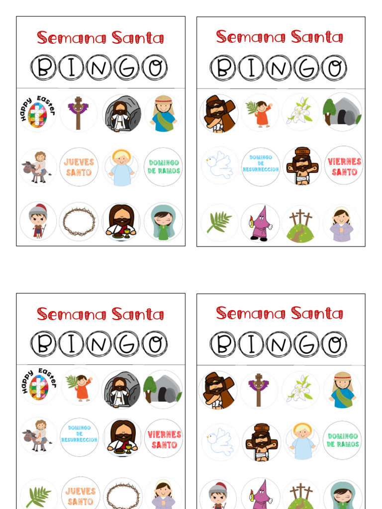 Bingo de Semana Santa para Niños | PDF | Iglesia Católica | Vacaciones ...