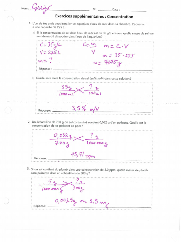 Exercice Science Sec 4 PDF