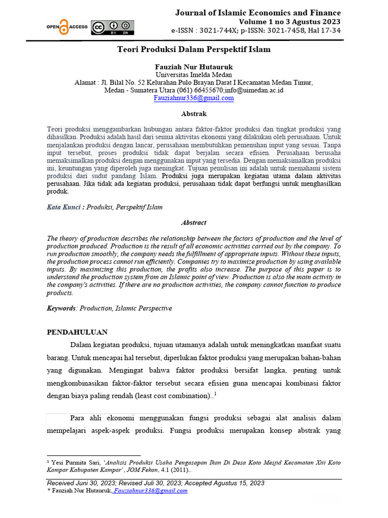 17-34 Teori Produksi Dalam Perspektif Islam | PDF