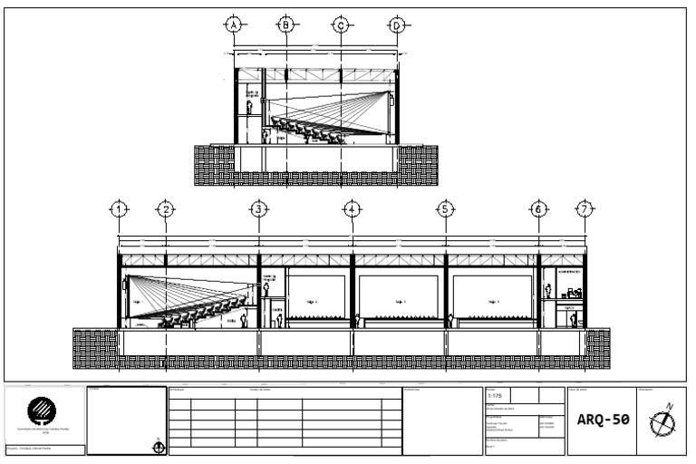 Corte longitudinal y transversal edificio de cines | PDF