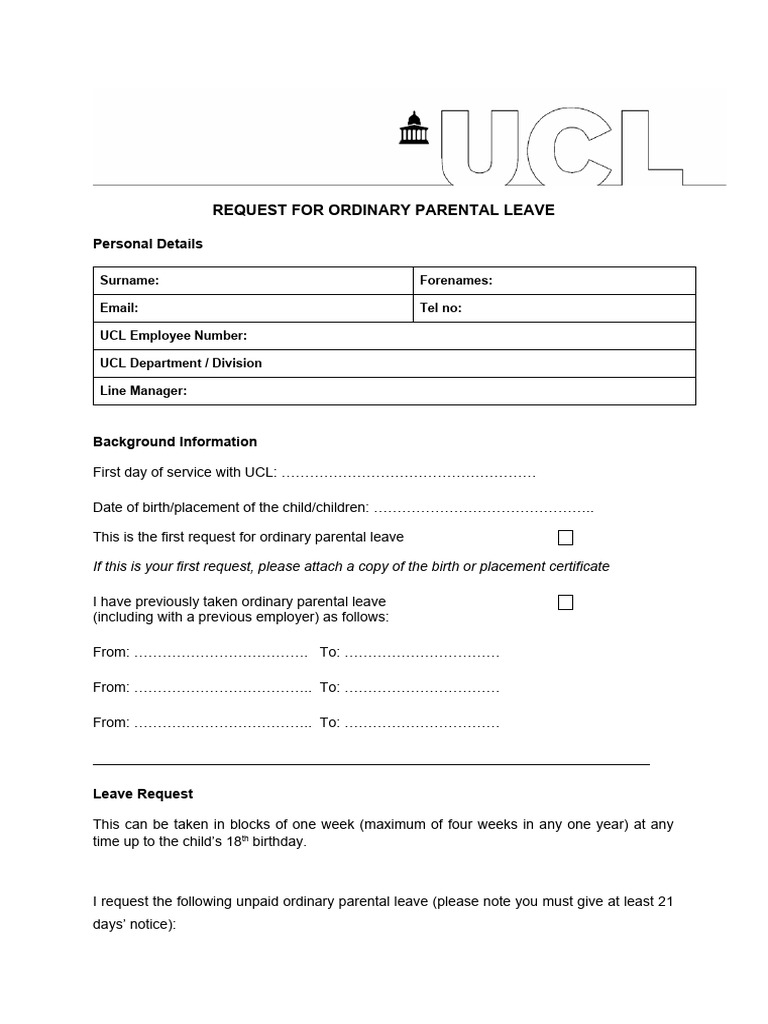 Parental Form10 | PDF | Parental Leave | Family