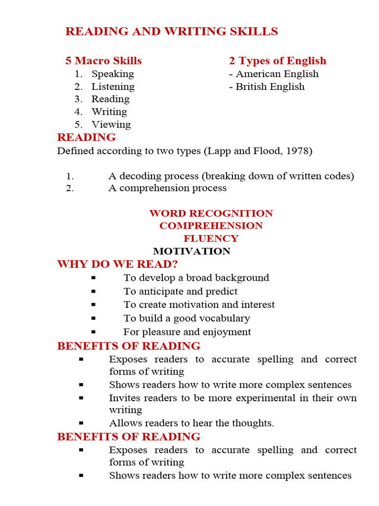 Reading and Writing Skills | PDF | Reading Comprehension | Books