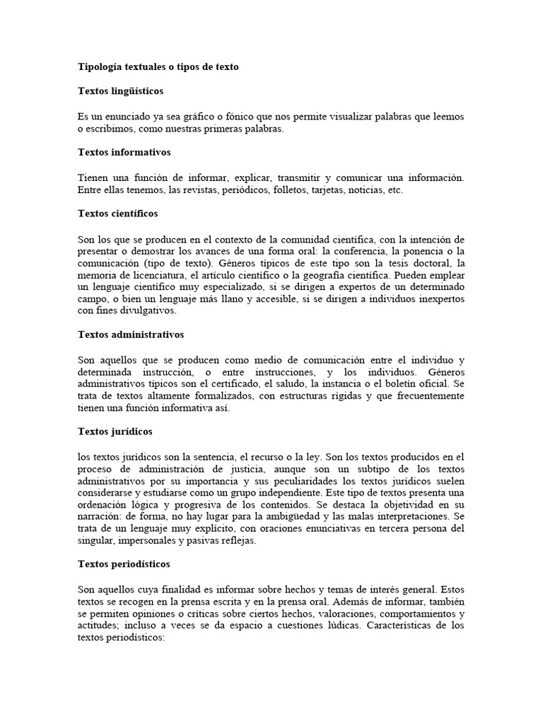 Tipología Textuales o Tipos de Texto | PDF | Narración | Ensayos