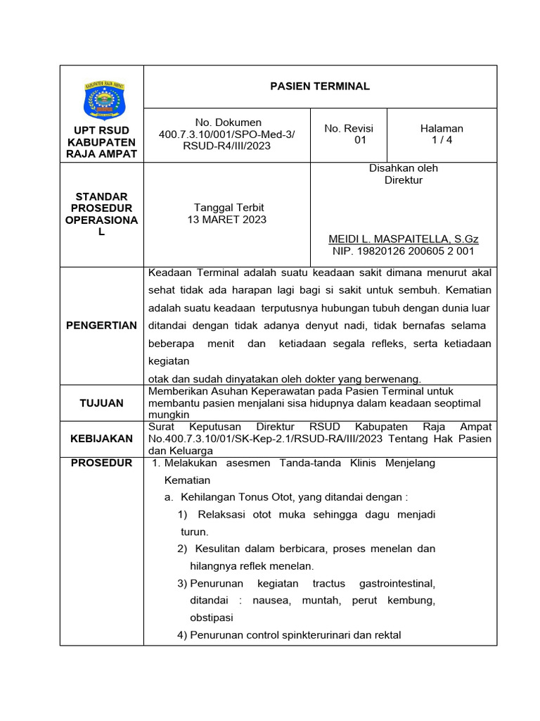 SPO Pasien Terminal | PDF