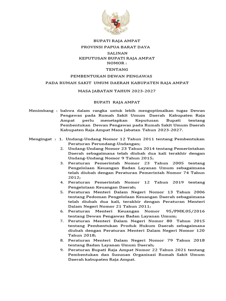 SK Dewan Pengawas | PDF | Pengelolaan Keuangan & Uang | Griya & Taman