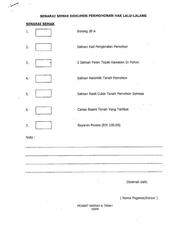 Hak Lalu Lalang-Borang 28a | PDF