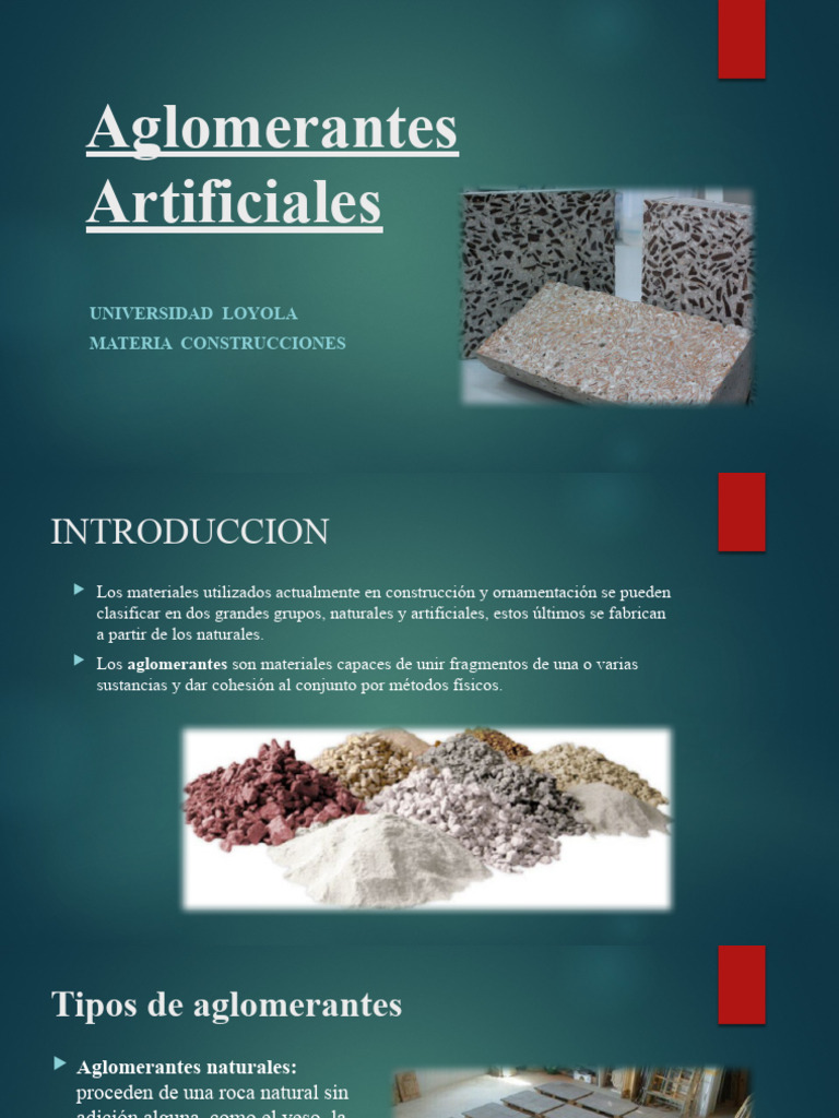 Tipos de Aglomerantes en Construcción | PDF | Loseta | Cemento