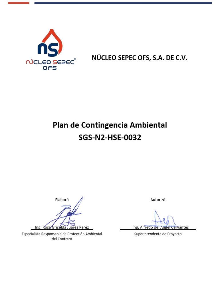 Plan de Contingencia Ambiental SEPEC | PDF | Contaminación | Agua