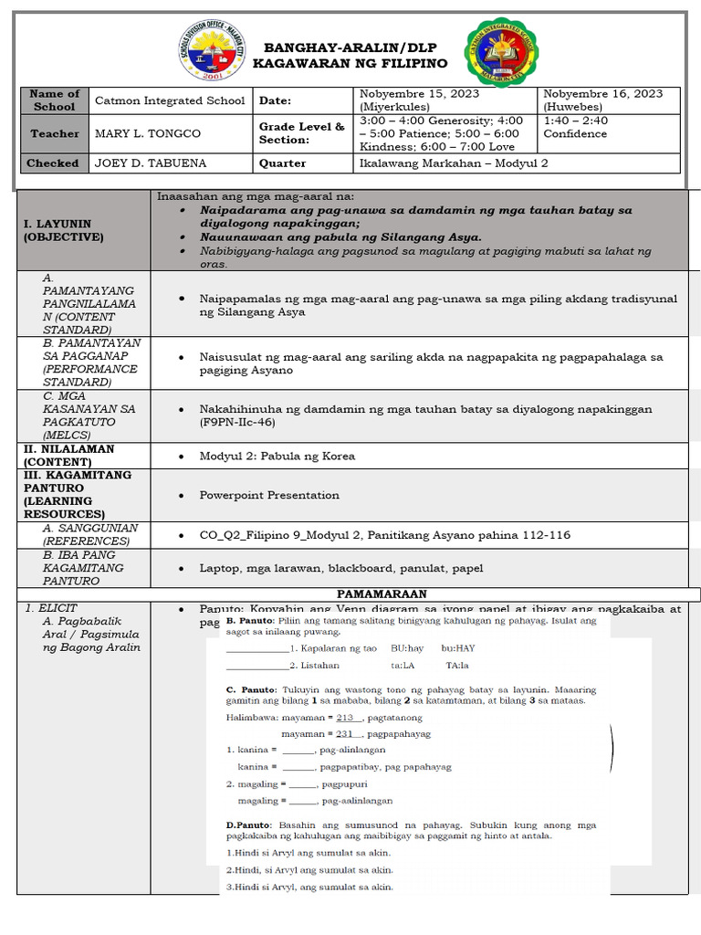 DLP-FILIPINO 9-Q2W2-Pabula | PDF