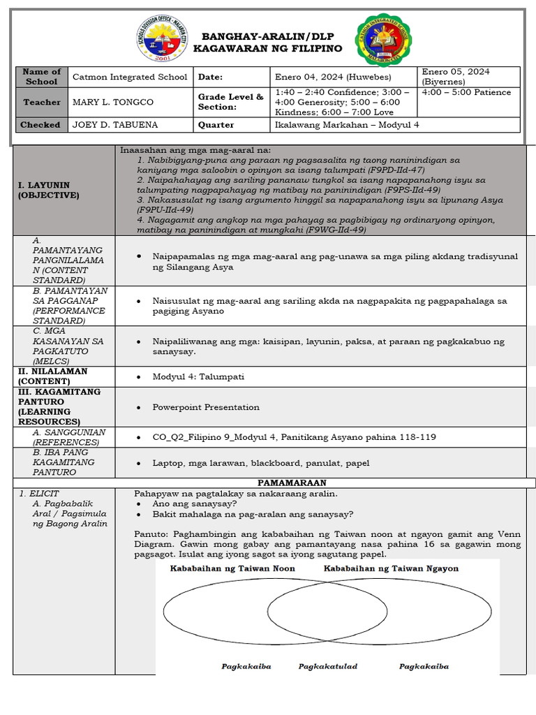DLP-FILIPINO 9-Q2W4-Talumpati | PDF