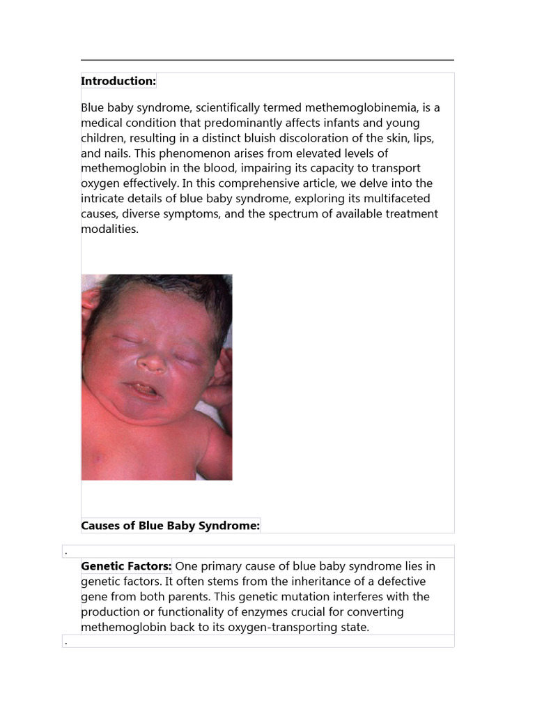 Blue Baby Syndrome | PDF | Health Sciences | Causes Of Death