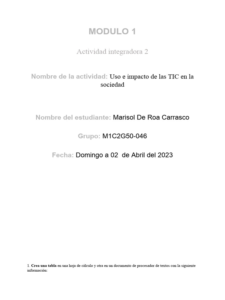 Actividad 2 Mod 1 | PDF | Internet | Información