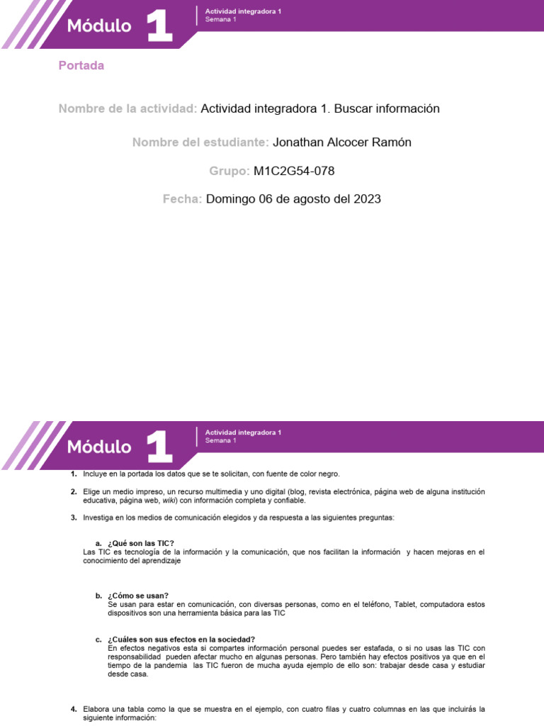 Act 1 Modulo 1 | PDF | Tecnología de información y comunicaciones | Multimedia