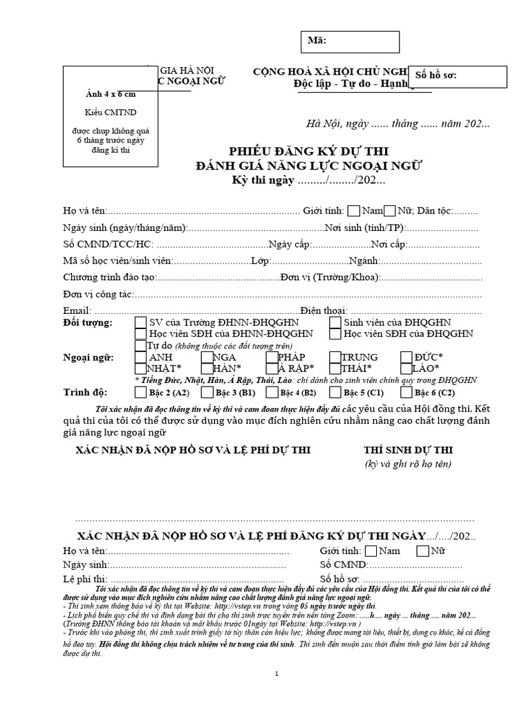 Phieu Dang Ky Du Thi | PDF