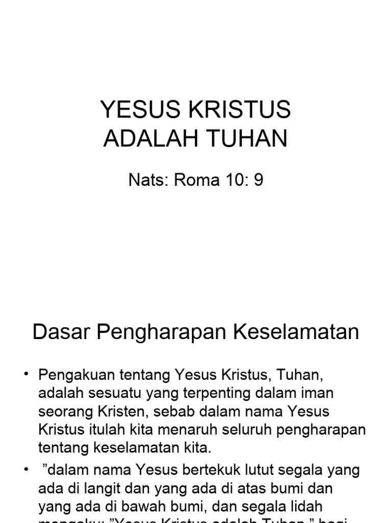 Yesus Kristus Adalah Tuhan | PDF