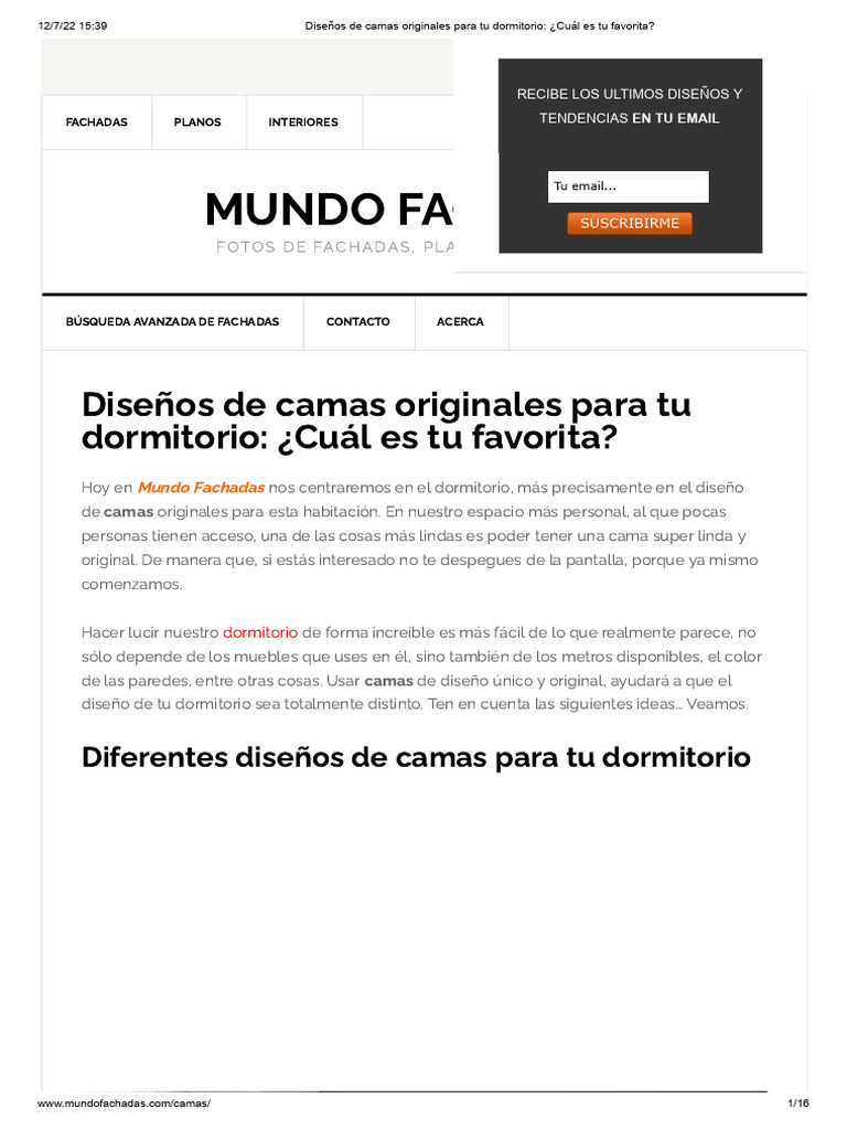 Camas Originales para Dormitorio | PDF | Dormitorio