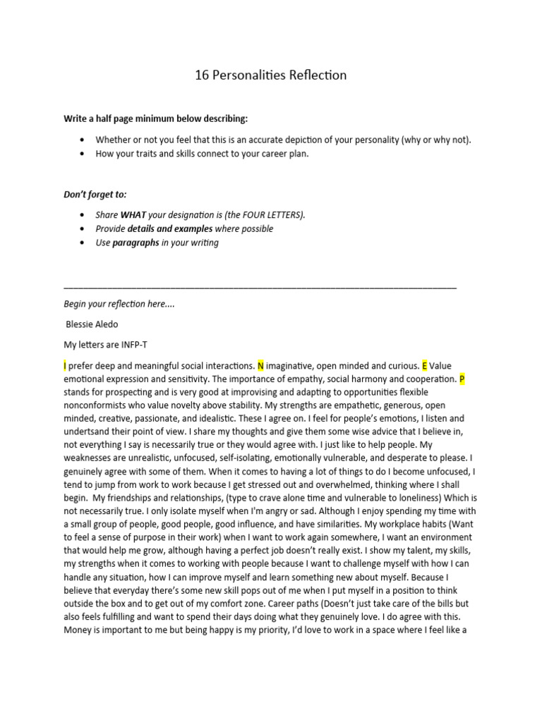 INFP-T Personality Career Insights | PDF | Career & Growth | Wellness