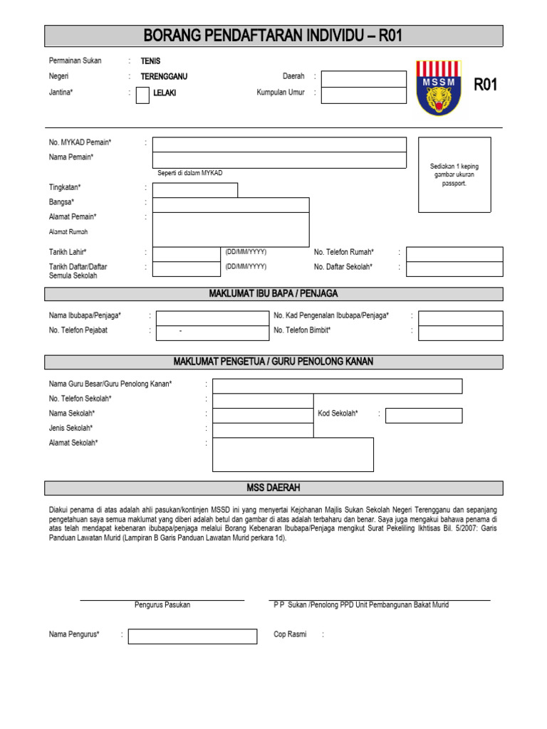 Borang R01& M01 | PDF