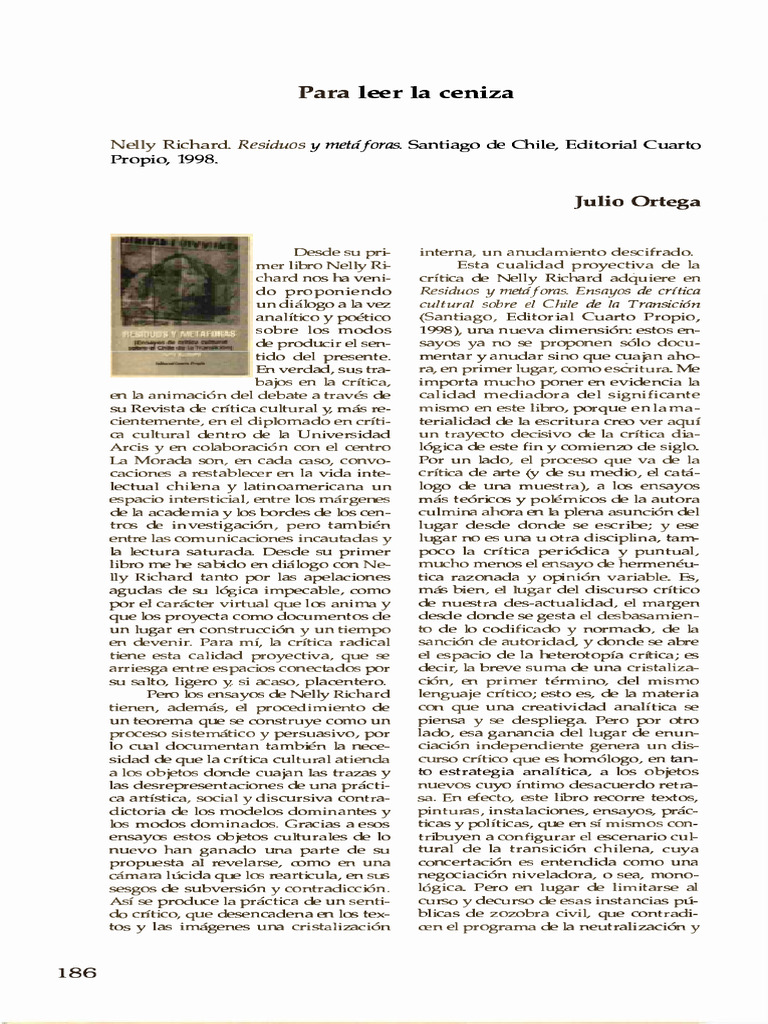 Para Leer La Ceniza: Residuos Metáforas | PDF