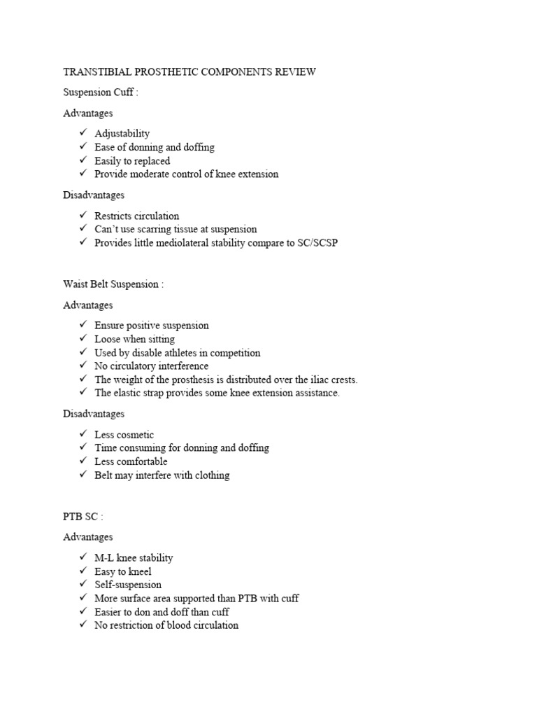 Transtibial Prosthetic Components Review | PDF | Prosthesis | Foot