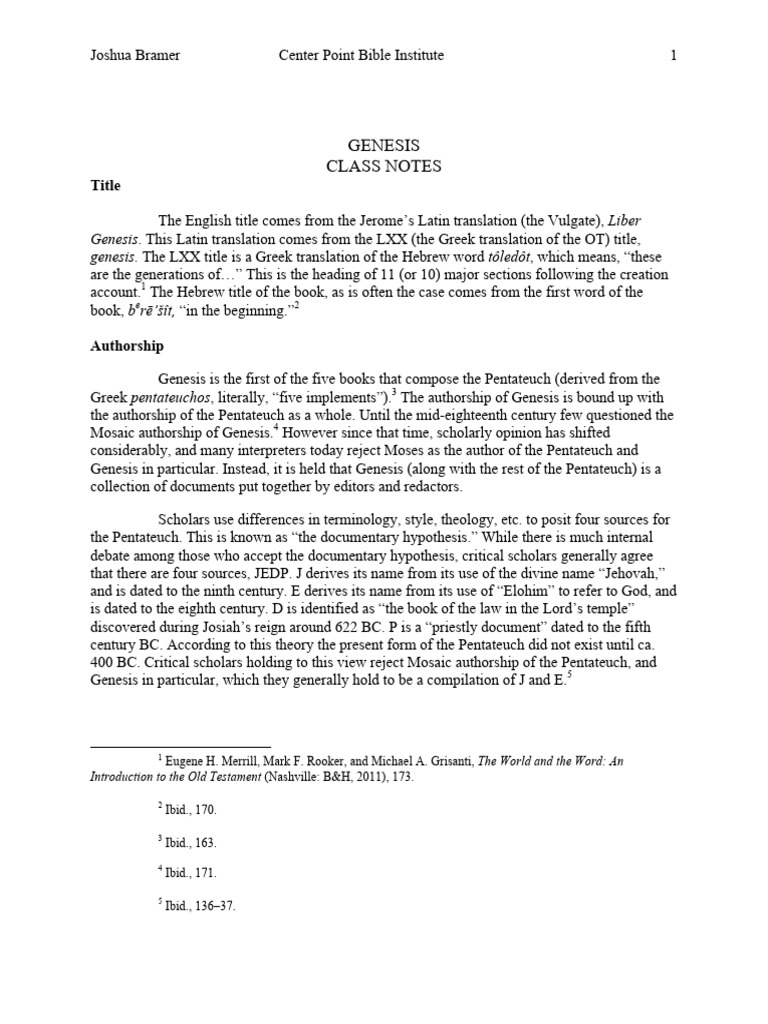 Genesis Class Notes | PDF | Jacob | Abraham