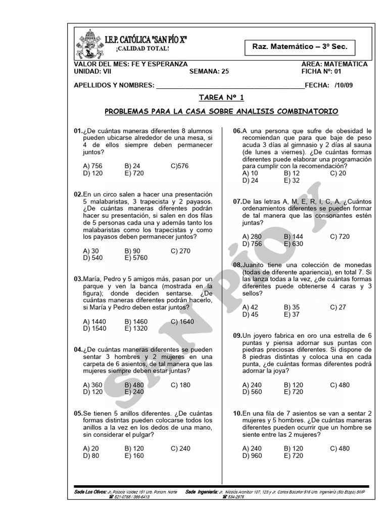 3º-7 Unid. RM.F-1. Tarea Analisis Comb. | PDF
