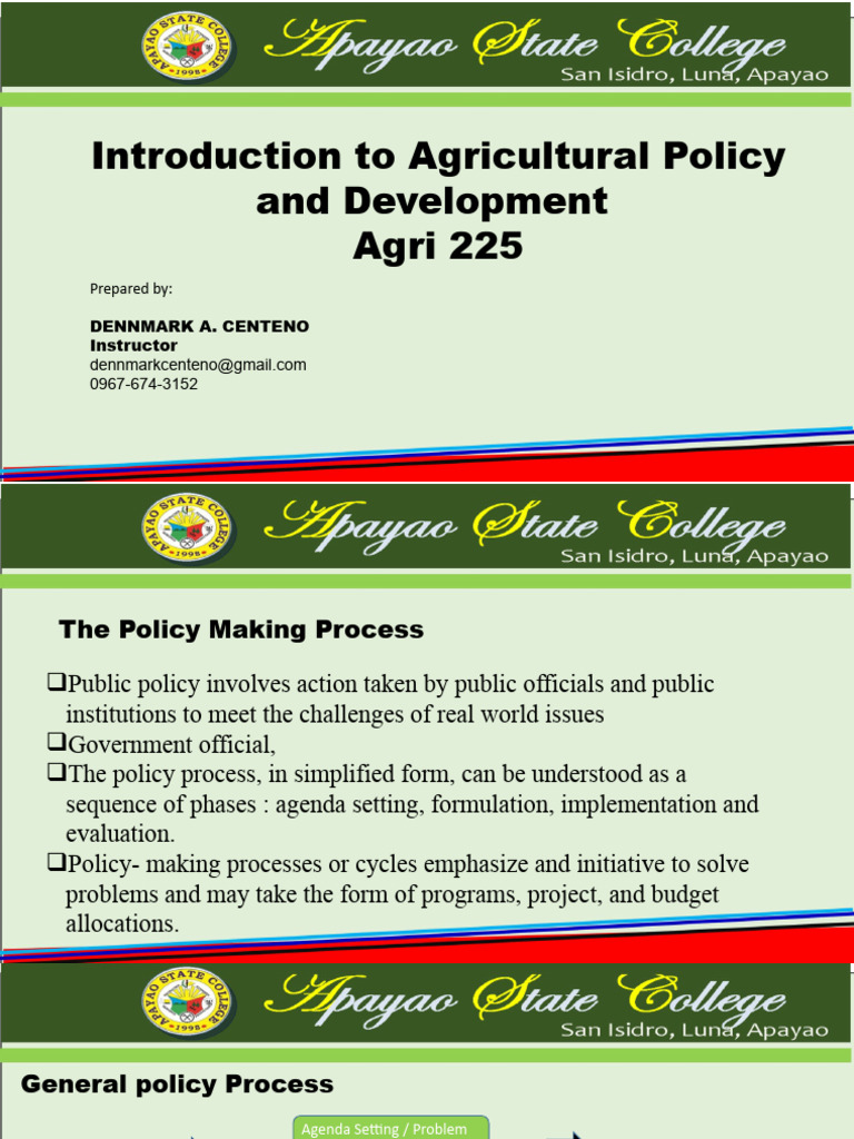 Introduction To Agricultural Policy and Development Agri 225 | PDF ...