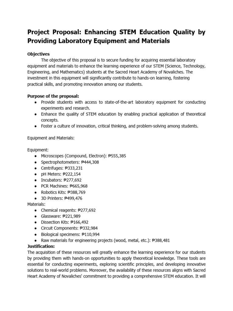 Project Proposal | PDF | Science, Technology, Engineering, And ...