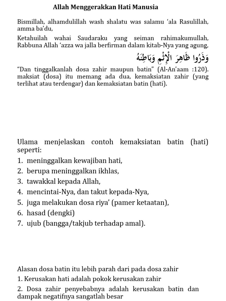 Allah Menggerakkan Hati Manusia + 40 Ayat | PDF | Agama & Spiritualitas