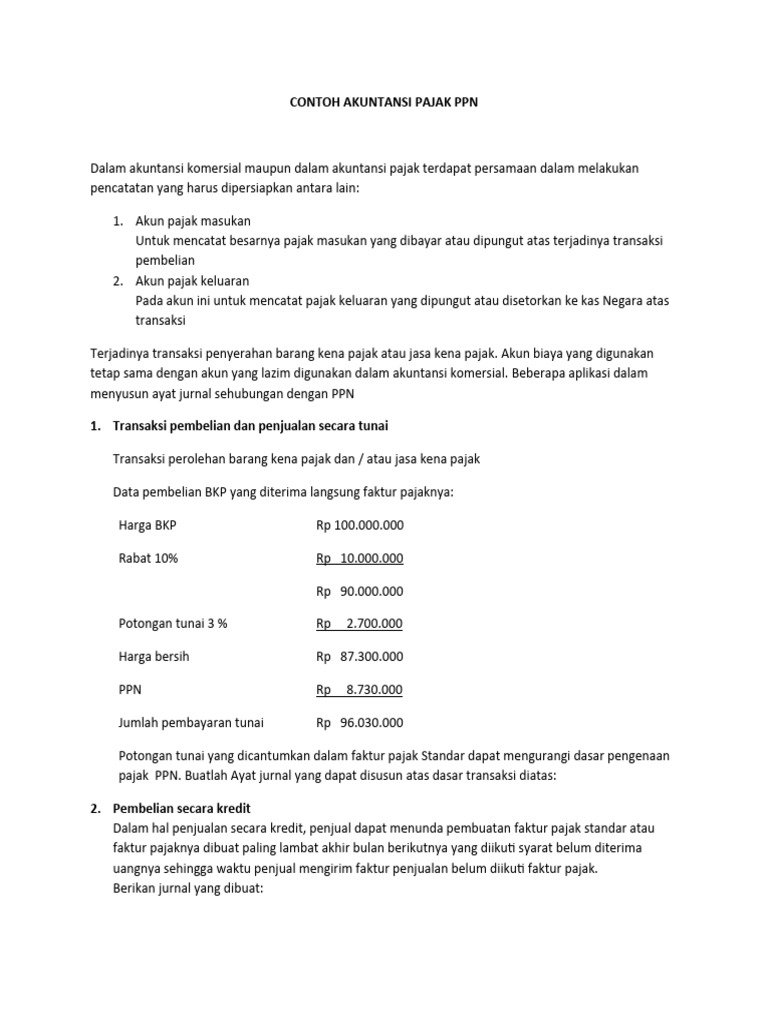 Contoh Soal Akuntansi Pajak PPN | PDF