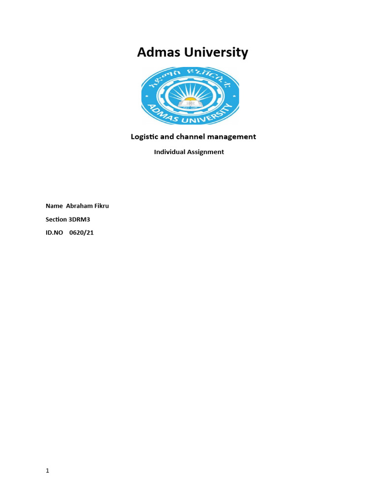 Admas University: Logistic and Channel Management | PDF