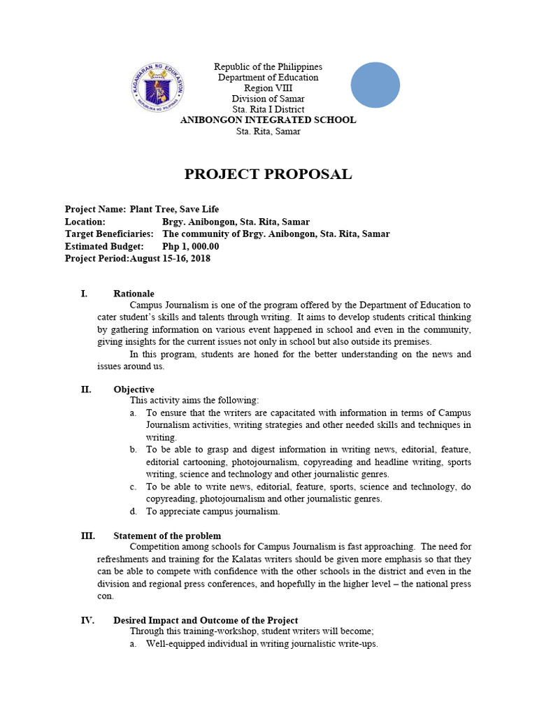 Project Proposal in Community Tree Planting | PDF | Human Communication | Cognition