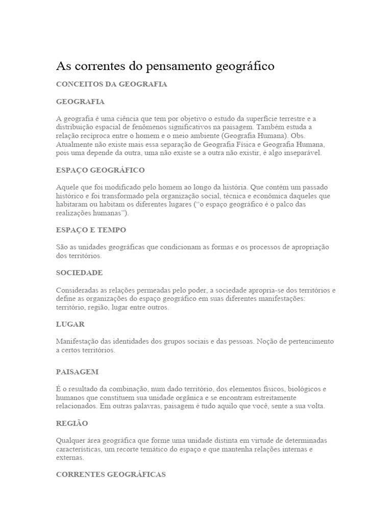 As Correntes Do Pensamento Geográfico | PDF | Geografia | Paisagem As Correntes Do Pensamento Geográfico | PDF | Geografia | Paisagem
