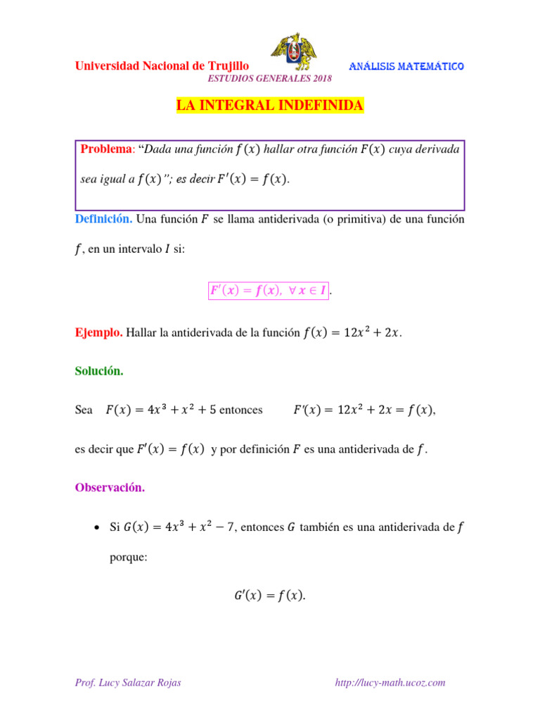 S06_Integral indefinida | PDF | Integral | Funciones y mapeos
