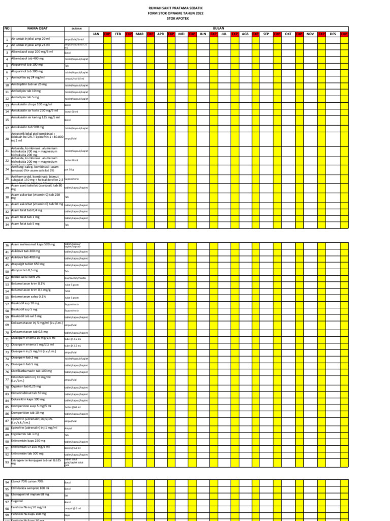 Form Stok Opname 2023 | PDF