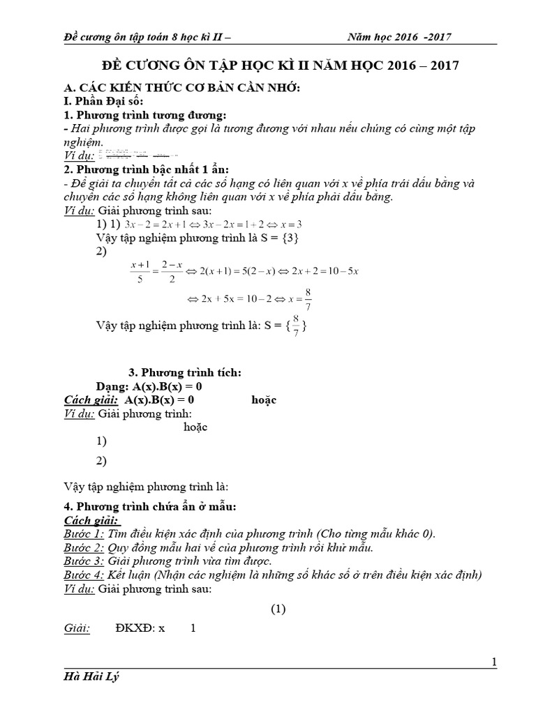De Cuong On Tap Toan 8 Hoc Ki II Kem 15 de | PDF