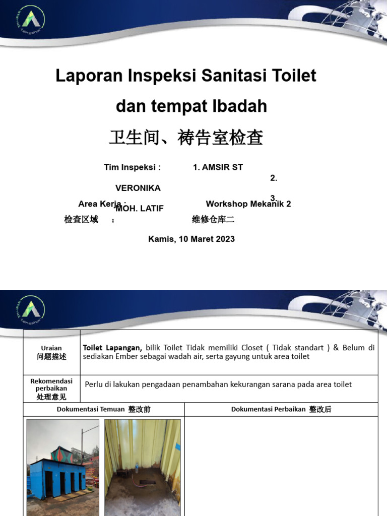 Laporan Inspeksi Toilet Dan Mushollah WS2 | PDF