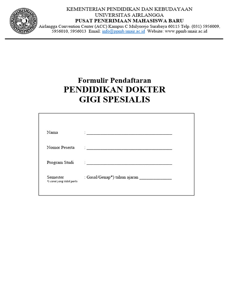 Form-pendaftaran-CV Ppdgs Unair 2023 | PDF