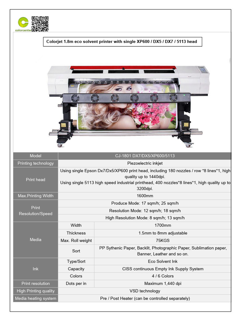 1.8m Single Head Printer Quotation | PDF | Printer (Computing) | Printing
