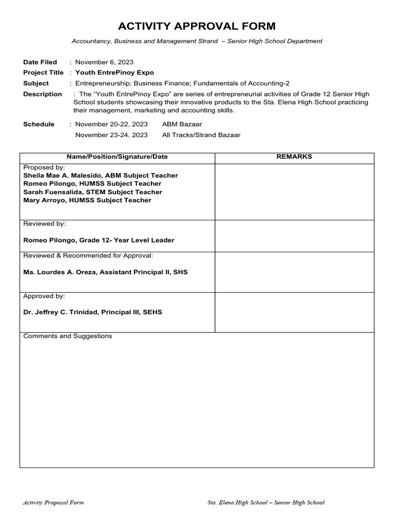 Activity Proposal-Entrepinoy Expo | PDF